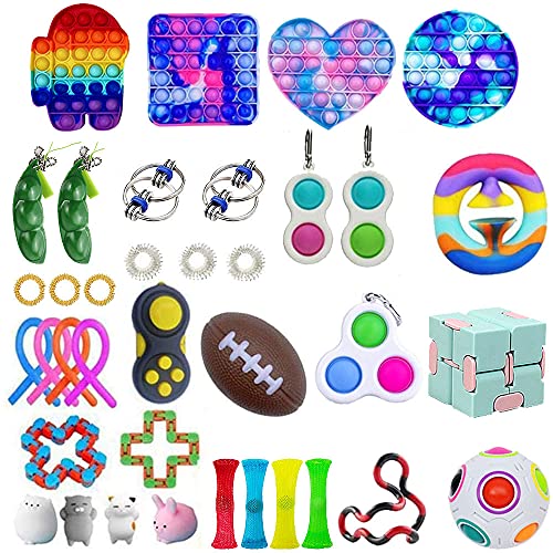 37pc Fidget Toys Pack, Fidget Toy Set Fidget Pack Sensory Relieves Stress Anxiety for Kids ...