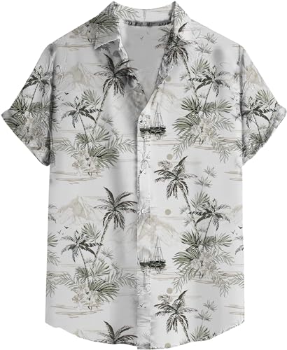 Vzteek Hawaiian Shirt for Men, Summer Beach Casual Short Sleeve Button ...