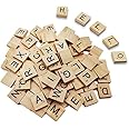 Amazon.com: LoengMax 100PCS Wood Letter Tiles-Wooden Scrabble Tiles ...