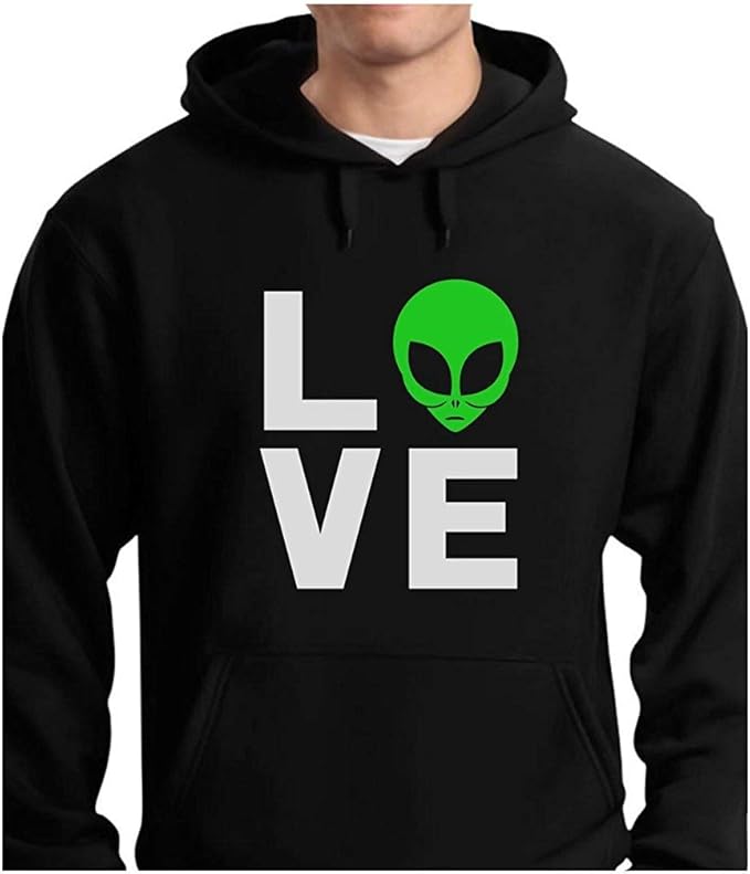 I Love Aliens Neon Green Alien Head UFO Mens Hoodie: Amazon.co.uk: Clothing