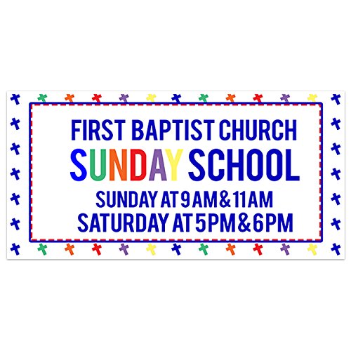 Amazon.com: Church Sunday School Banner Personalized Backdrop: Handmade