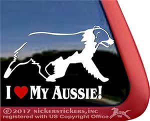 Amazon.com: I Love My Aussie! ~ Australian Shepherd Vinyl Window Auto ...