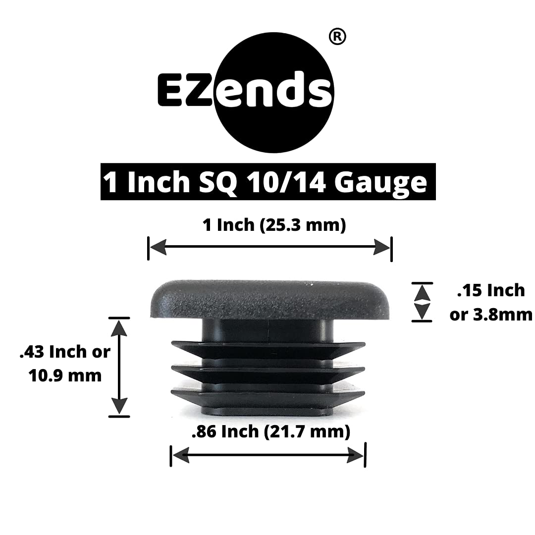 1 Inch Square Tubing End Caps (10 PK) (10-14 Gauge For Thicker Wall ...