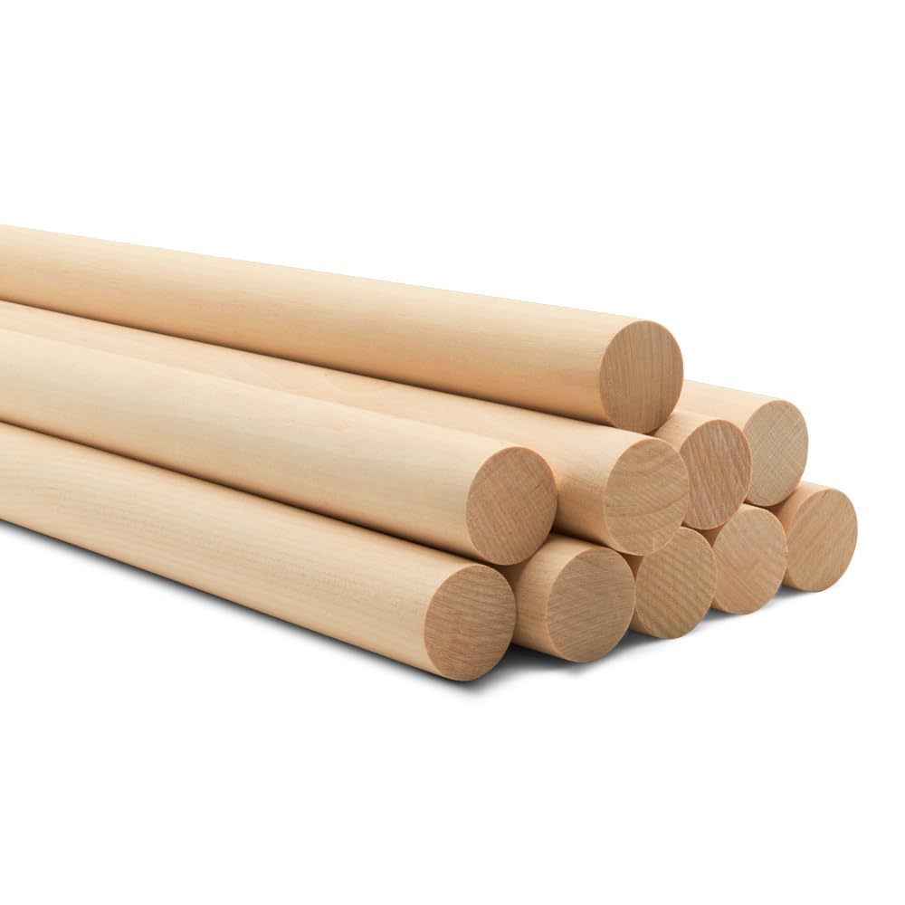 ALBO 1" x 48" Wooden Dowel Rods Set - 2 Pack Birch Natural Extra Long ...