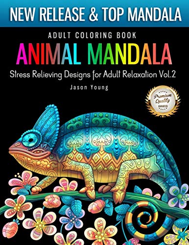 Adult Coloring Book Animal Mandala Stress Relieving Designs For Adult ...