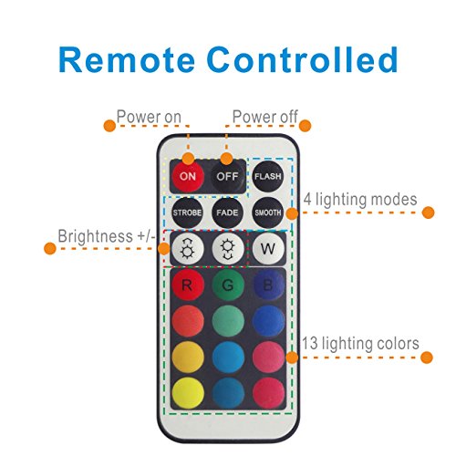 Durawell Color Changing Submersible LED Lights, 13 Colors 4 Modes Battery Powered Underwater LED ...