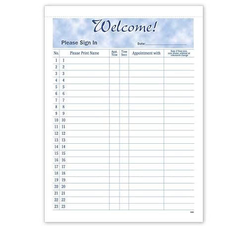 ABC Self Adhesive Patient Sign-in Sheet, 8 1/2" x 11 5/8", Blue, Peel ...