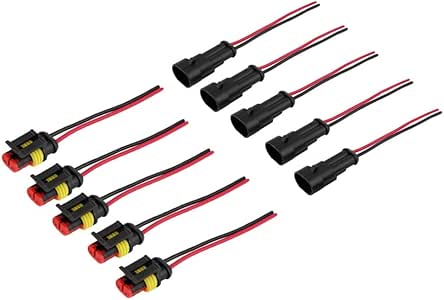 Juego de 5 conectores eléctricos macho hembra de 2 pines con cable ...