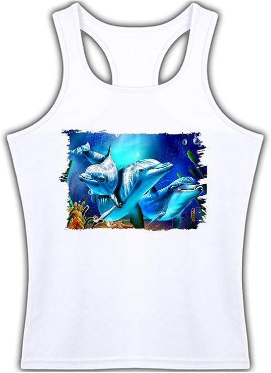 MERCHANDMANIA Camiseta Mujer Tirantes Delfines Delfin BAJO EL MAR ...