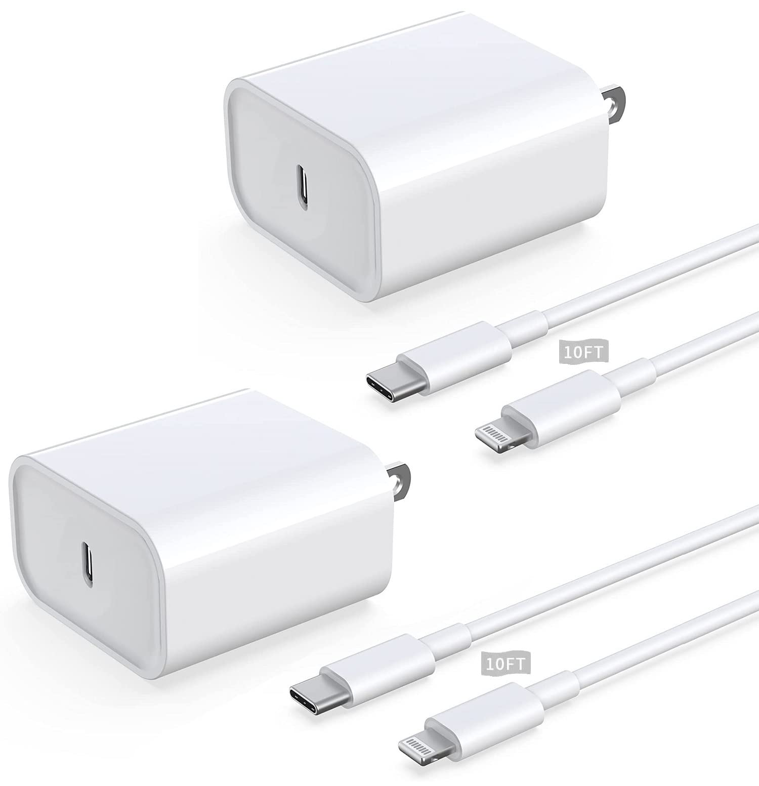 Mua 10FT iPhone Fast Charger, 2 Pack PD 20W USB C Wall Charger Block ...