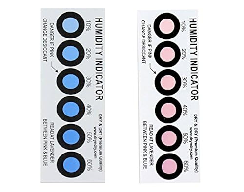 Dry & Dry Humidity Indicator Cards 100 Pack(Reusable) - 10-60% 6 Spot ...
