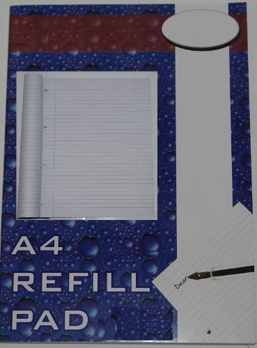 A4 Refill Punched Ruled Lined Writing Pad Pack Book Wide Rule Margin ...