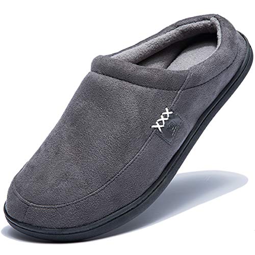 NewDenBer Men's Warm Memory Foam Suede Plush Fleece Lined Slip on ...