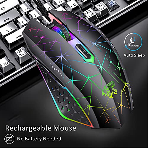 TENMOS V7 Wireless Gaming Mouse, Rechargeable LED Wireless Mouse Silent ...