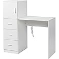 Amazon.com: GODECOR Computer Desk with Bookshelf, White Small Desk Wood ...