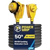 Amazon.com: Camco Power Grip 25-Ft 50 Amp RV Extension Cord w/90° Locking End - Rated for 125 ...