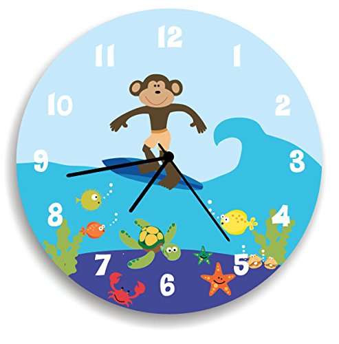 Amazon.com: Monkey wall clock - Monkey Nursery Room Decor Surfing ...