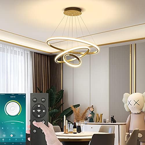 BVTECH Smart Modern LED Pendant Light, 3 Rings LED Chandeliers Fixture ...