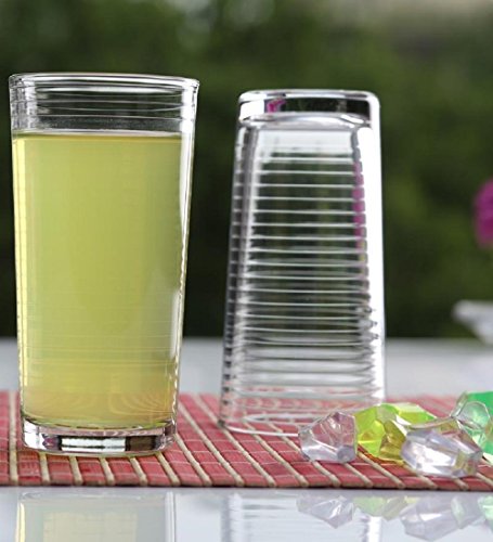 Set of 16 Heavy Base Ribbed Durable Drinking Glasses Includes 8 Cooler ...