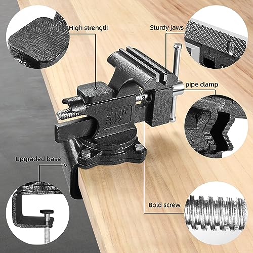 Bench Vise, 4-1/2" Table Vise For Workbench,2-in-1 Multi-Purpose Heavy ...