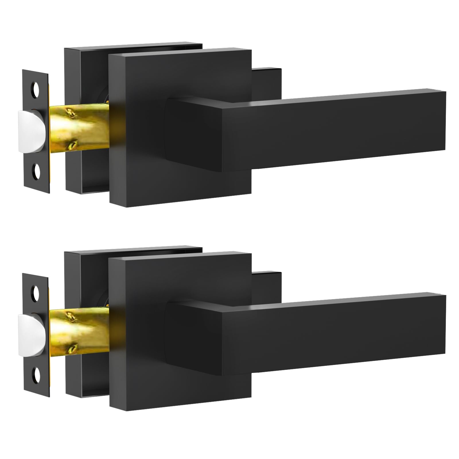 RAZCC Passage Door Lever, Matte Black Interior Door Handles for Hallway& Closet Heavy Duty Non ...