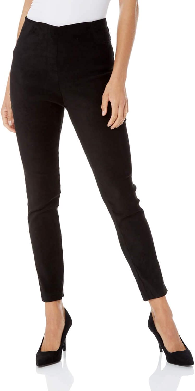 Roman Originals Damen Lange Hose aus Velourslederimitat mit Stretch ...