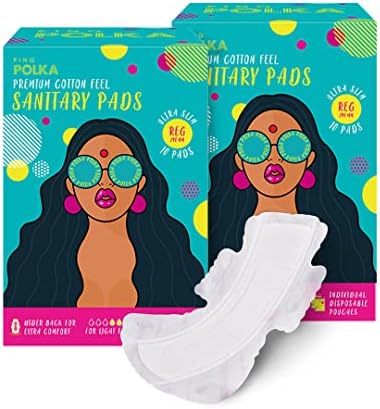 PINQ POLKA Premium Sanitary Pads (Regular-240mm) Organic Super Soft ...