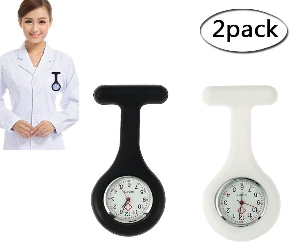 Nurse Fob Watch Silicone Medical Quartz Watch Clip on Tunic Brooch Pin ...