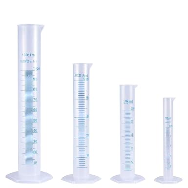 4 Pieces 10 ml 25 ml 50 ml 100 ml Plastic Measuring Cylinder Liquid ...
