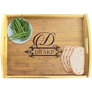 Amazon.com | Engraved Wooden Serving Platter Tray with Handles ...