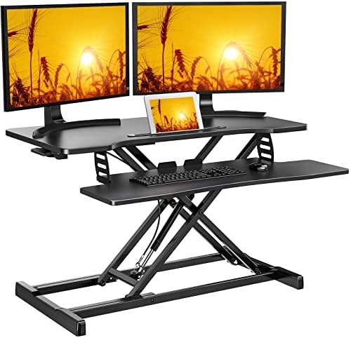 Quick Sit to Stand Desktop Gas Spring Riser (Max Height:19.3inch), 33 ...