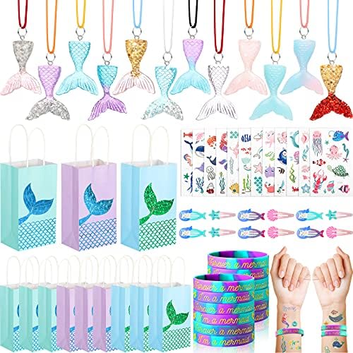 72 Piece Mermaid Party Favor Supplies Kit Include Mermaid Party Bags ...