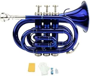 Amazon.com: Merano B Flat Blue Pocket Trumpet with Case+Mouth Piece ...