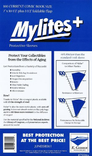 Mylites+ Current Comic Book Mylar Sleeves 7" x 10 1/2" Plus 1 1/2" Flap ...