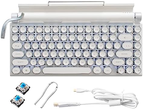 Retro Typewriter Keyboard Punk Vintage Round Keycaps Bluetooth 5.0 USB ...