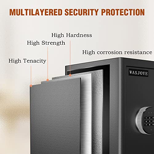 WASJOYE Safe Box, Fireproof Cabinet Security Safe Box with Digital ...
