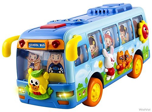 WolVol Shaking Blue Mini School Bus Toy for Toddlers Boys and Girls ...
