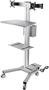 Amazon.com : AW Desktop PC Mobile Cart for Dual Monitor Wheel Printer ...