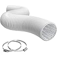 TerraBloom 8" Air Duct - 8 FT Long, White Flexible Ducting with 2 ...