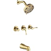 3 Handle Shower Faucet Set with Tub Spout Bathtub Shower Faucet Combo ...
