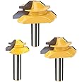 Yakamoz 3Pcs 1/2" Shank 45 Degree Angle Lock Miter Router Bit Set Joint ...