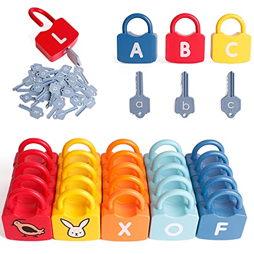 Huace ABC Kids Learning Lock Alphabet Set with 26 Locks and 26 Keys for ...