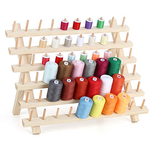 60-Spool Thread Rack, Wooden Thread Holder Sewing Organizer ...