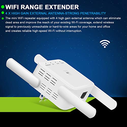 WiFi Range Extender for the Houes, 1200Mbps WiFi Booster Repeater 2.4 & 5GHz Dual Band (2000FT ...