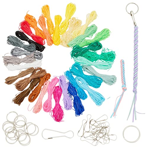 31 Colors Lanyard Gimp String Boondoggle Kit for 15 Keychains, Plastic ...