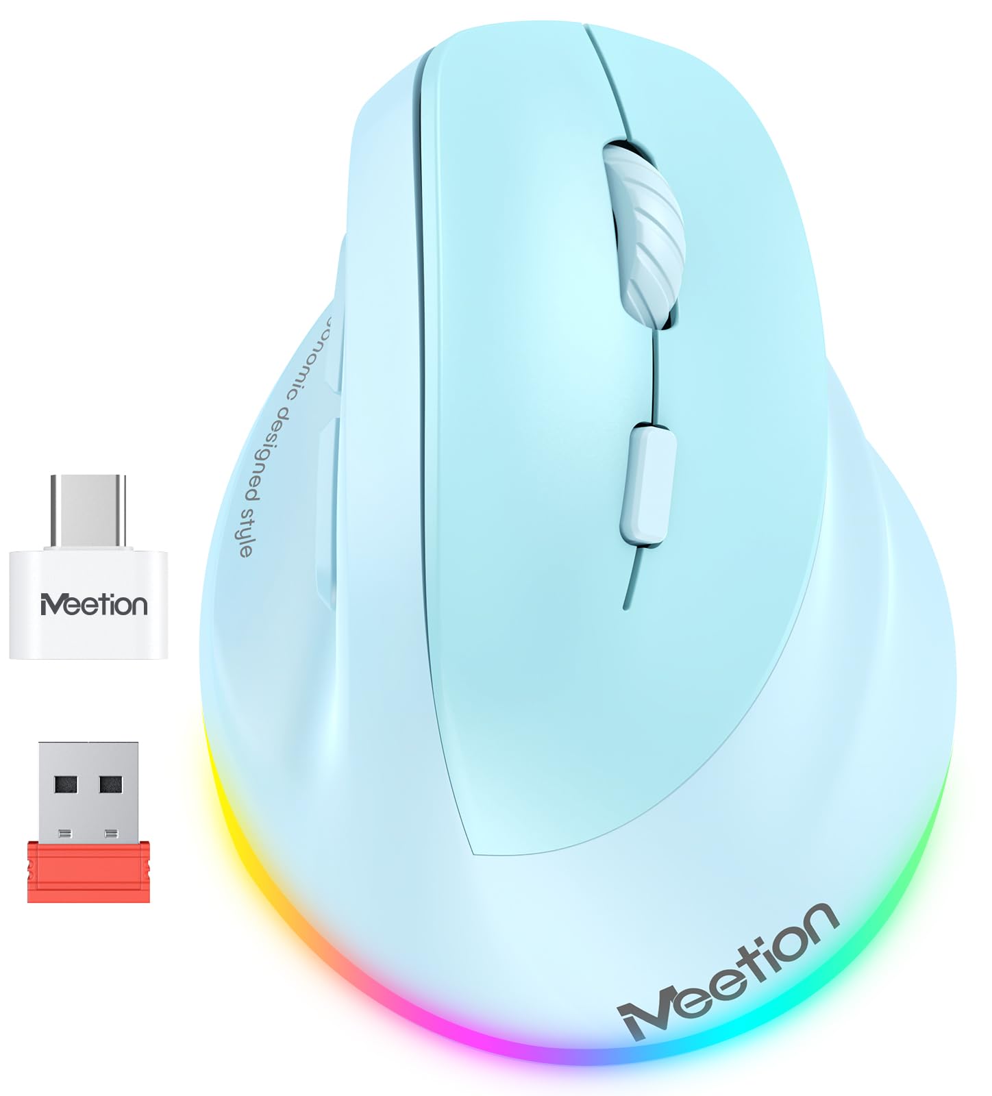 MEETION Ergonomic Mouse, Wireless Vertical Mouse RGB Backlit ...