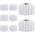 Amazon.com: 8 Pack White Round Tablecloths, 120 Inch Stain Resistant ...