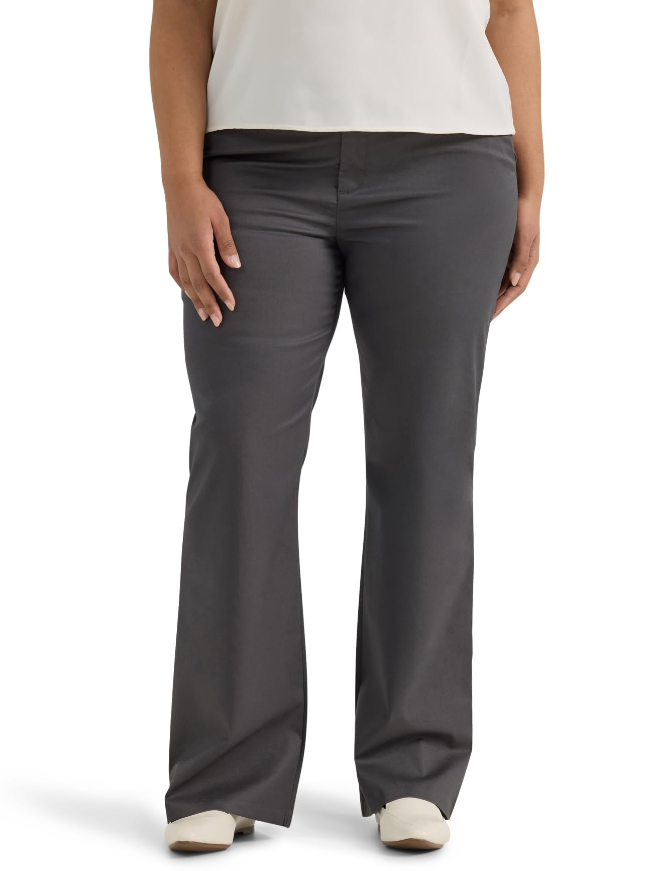 Women's Wrinkle Free Bootcut Pant (Plus) In Charcoal Black Houndstooth