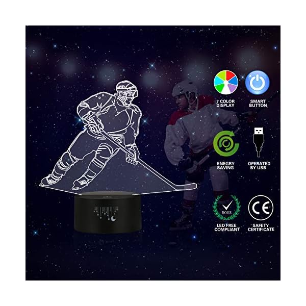 Hockey Night Light for Kids, Led Lights 3D Optical Illusion Lamp ...