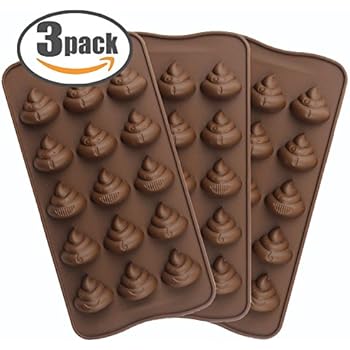 Amazon.com: 3pc Cute Funny Poop Emoji Candy Molds, Chocolate Molds ...